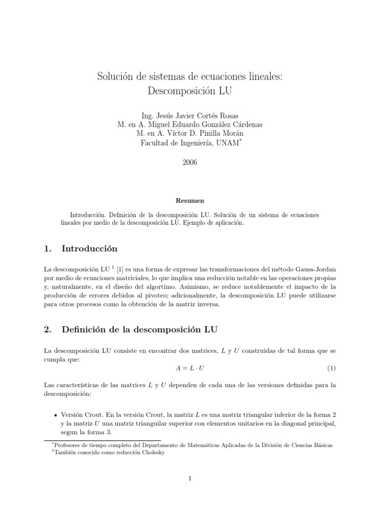 Descomposicion LU | PDF | Matriz (Matemáticas) | Funciones y mapeos