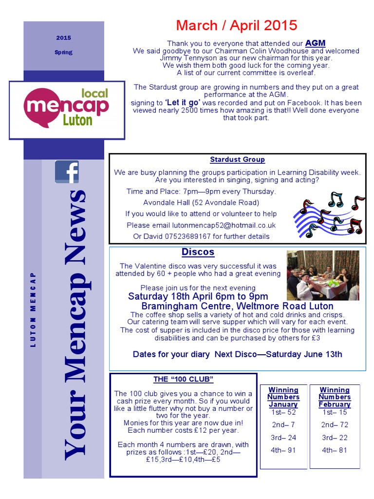 Luton Mencap Spring Newsletter 2015 | PDF | Lifestyle