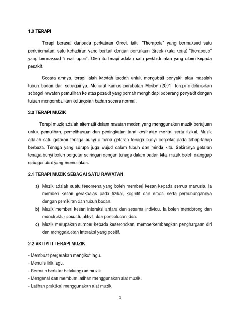Aktiviti Terapi Muzik | PDF