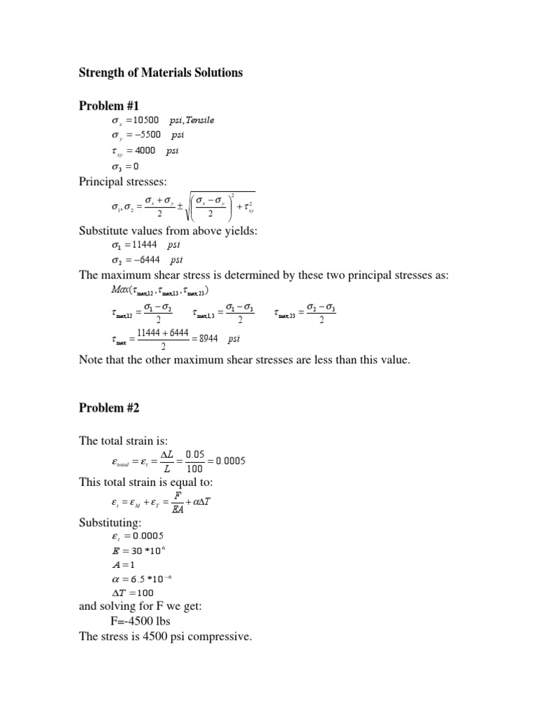 Solution of SOM Problems | PDF | Strength Of Materials | Stress (Mechanics)