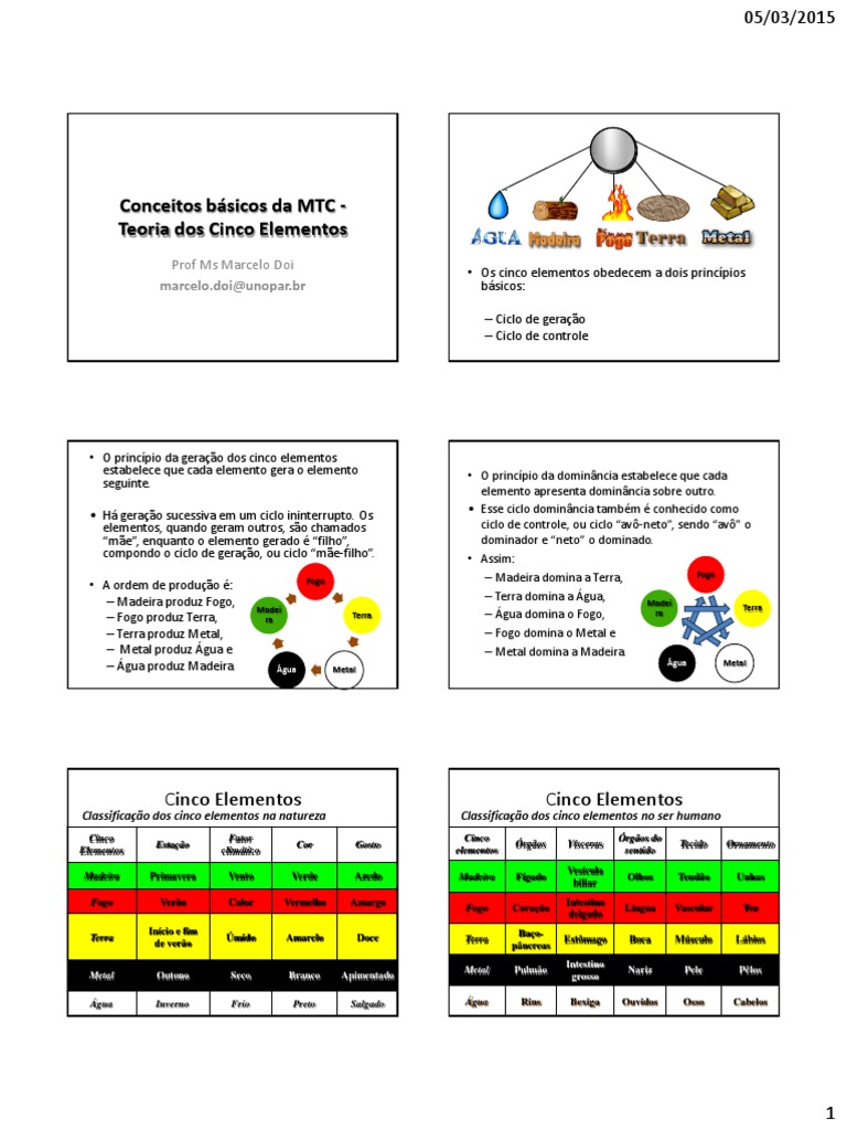 Conceitos Da Mtc Teoria Dos 5 Elementos Prof Marcelo Doi Pdf