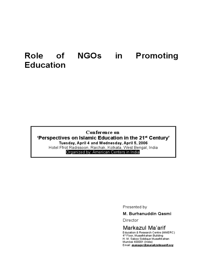 Role of NGOs in The Promotion of Education | PDF | Non Governmental ...