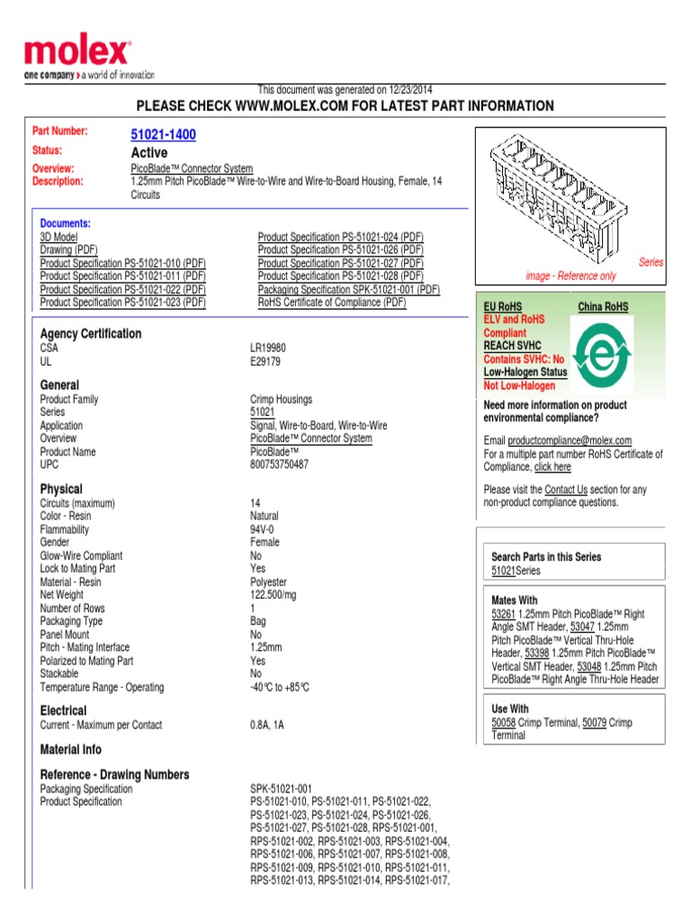 Agency Certification: Part Number: Status: Overview: Description | PDF
