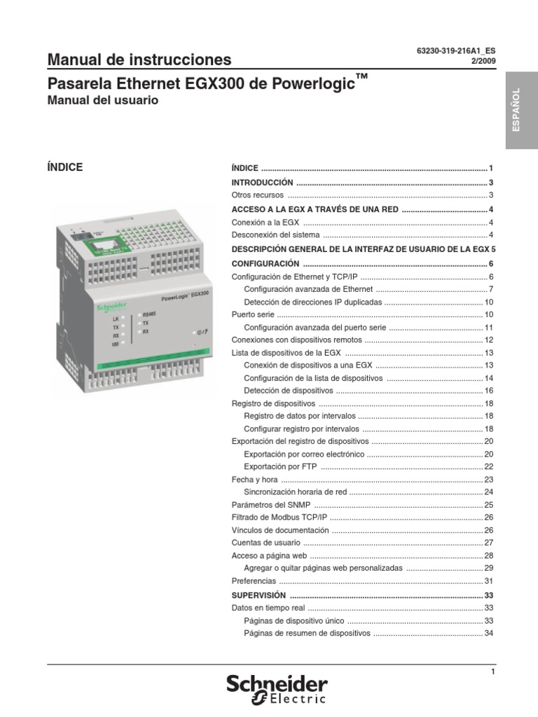 PowerLogic EGX300 User's Guide-ESPAÑOL PDF | PDF | Dirección IP ...