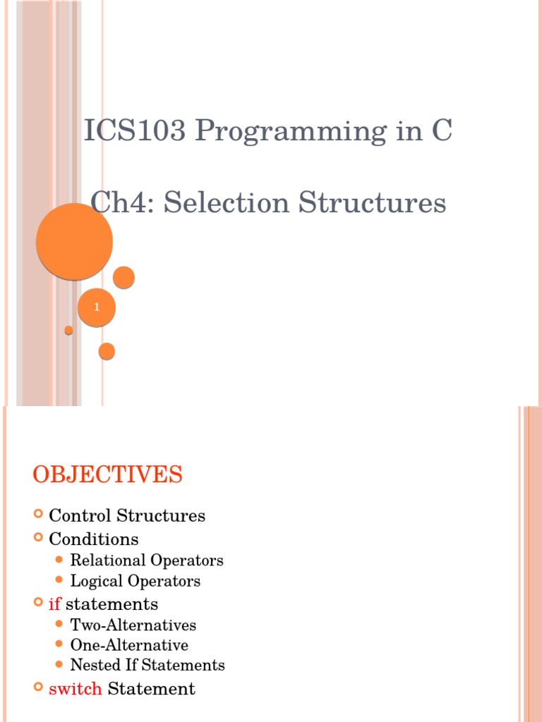 Ch04 SelectionStructures | PDF | Control Flow | C (Programming Language)