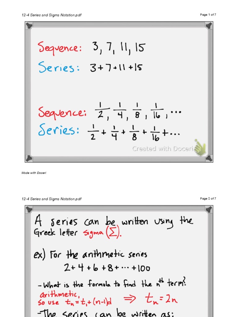 12-4 Series and Sigma Notation | PDF | Computers