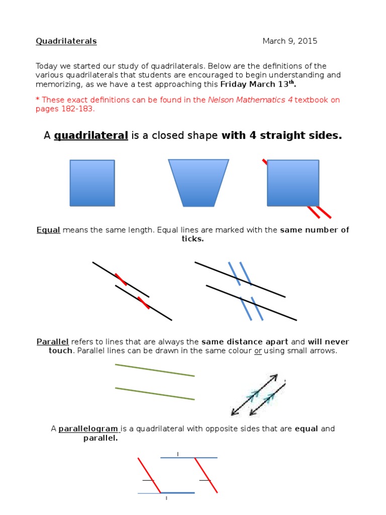 Quadrilaterals Note | PDF