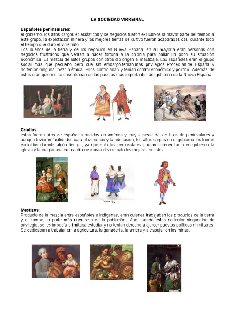 La Sociedad Virreinal | Nueva españa | España