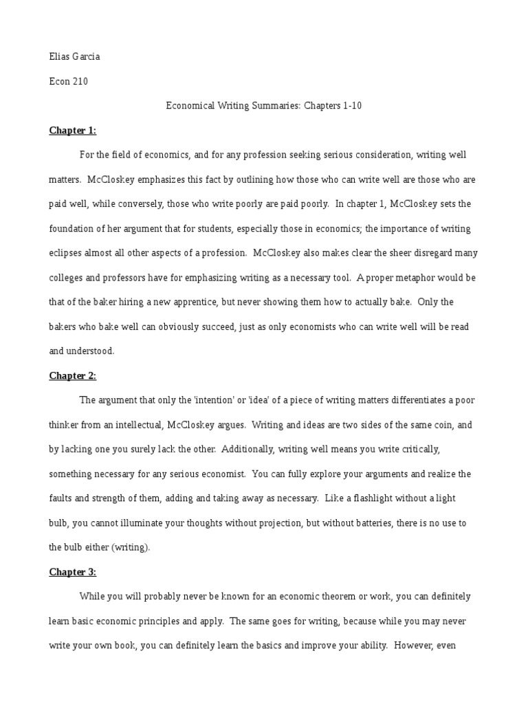 Economical Writing McCloskey Summaries 1-10 | PDF | Rhetoric | Writers