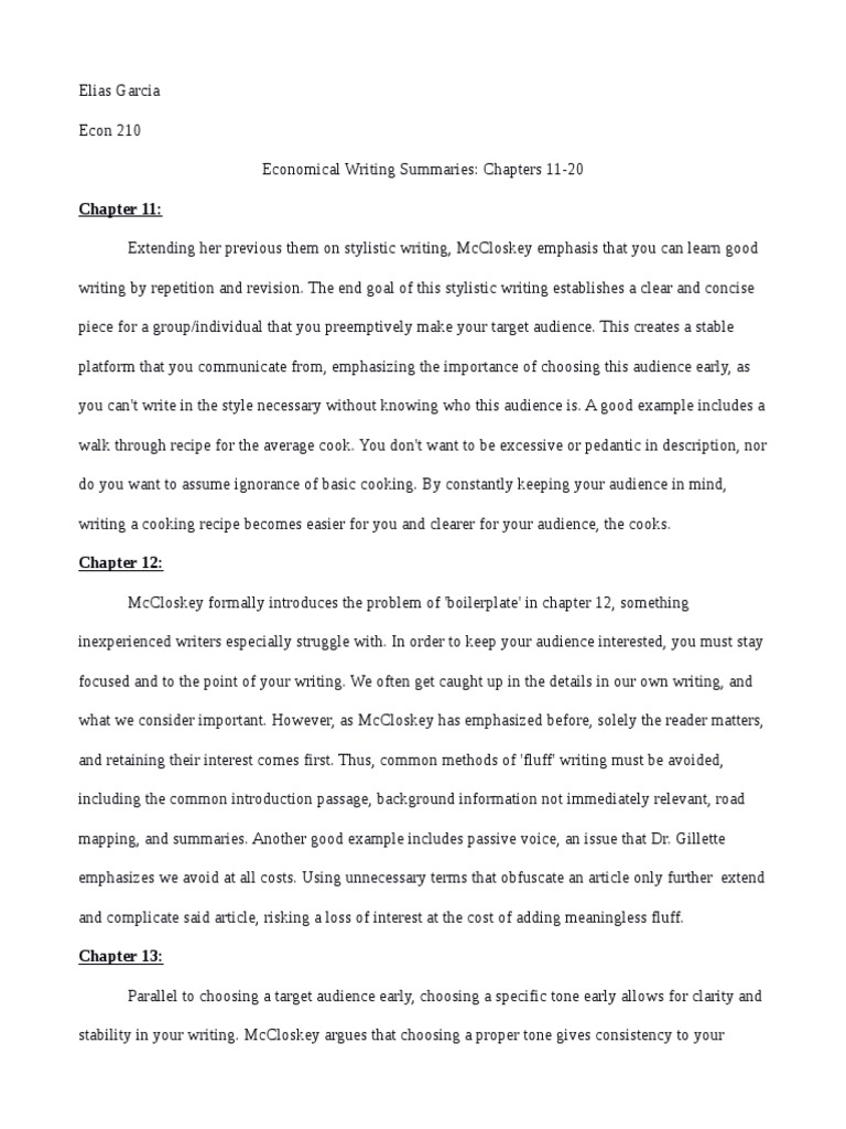 Economical Writing McCloskey Summaries 11-20 | PDF | Note (Typography ...