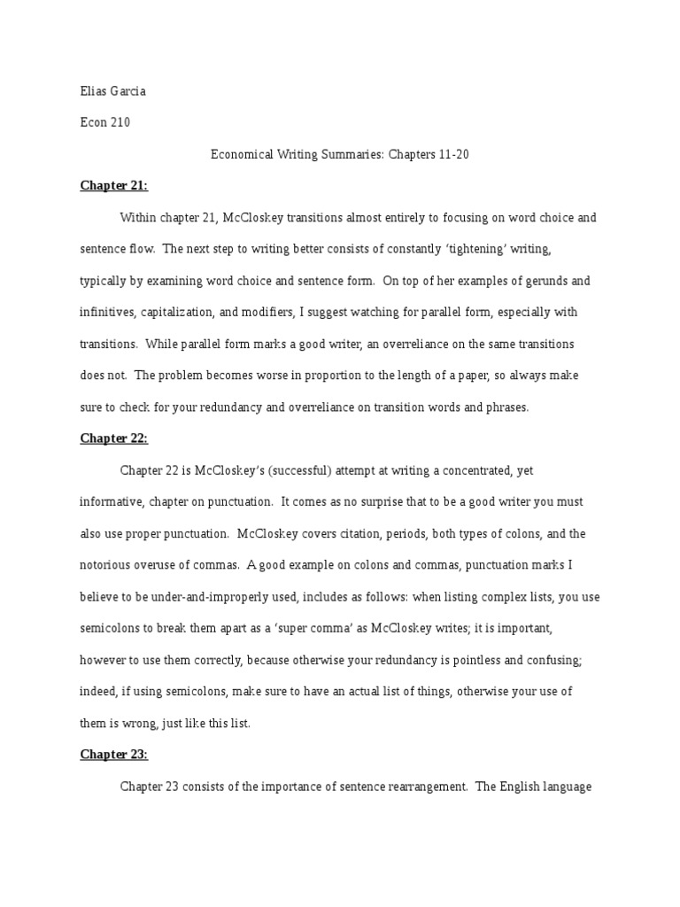 Economical Writing McCloskey Summaries 21-31 | PDF | Ontology | Punctuation