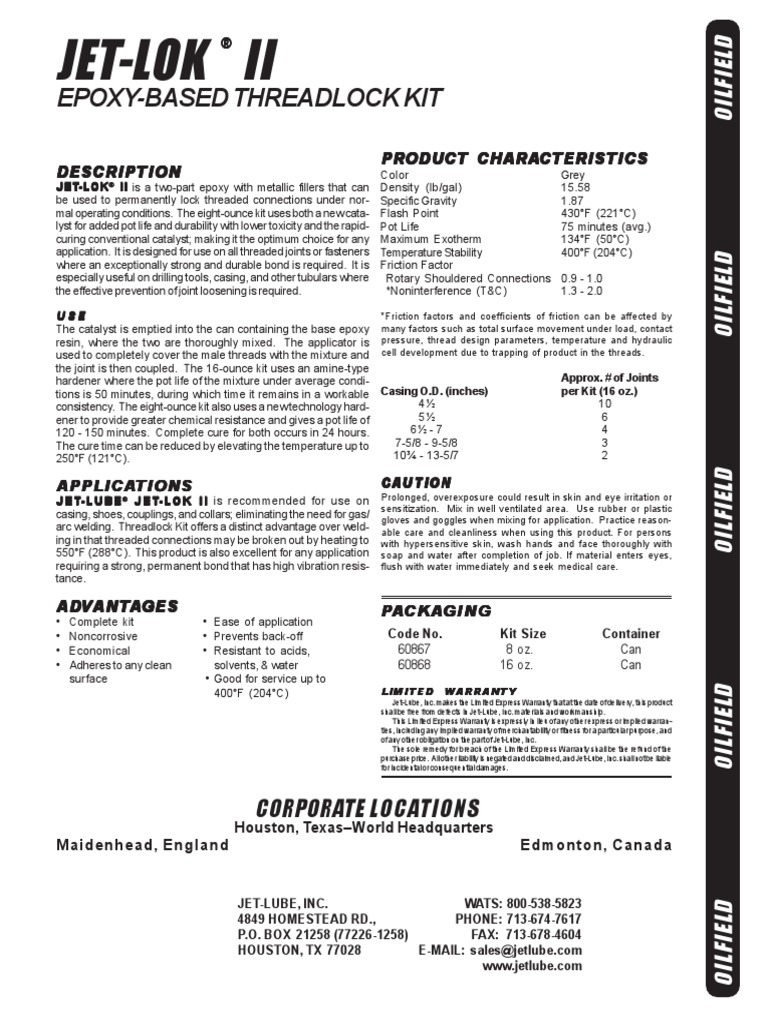 Jet Lube Jet Lok II | PDF | Chemical Substances | Materials