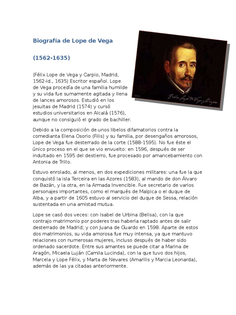 Biografía de Lope de Vega | Literatura europea | Poesía