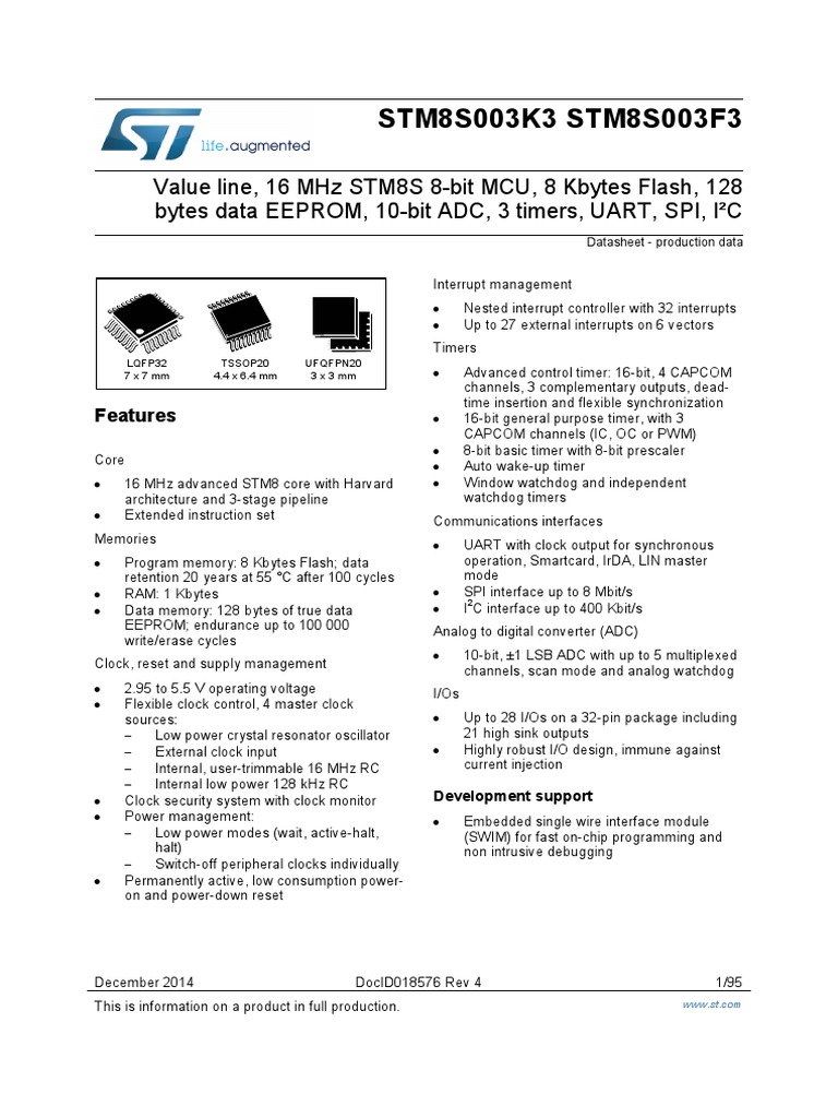STM8S003F3 | PDF | Microcontroller | Flash Memory