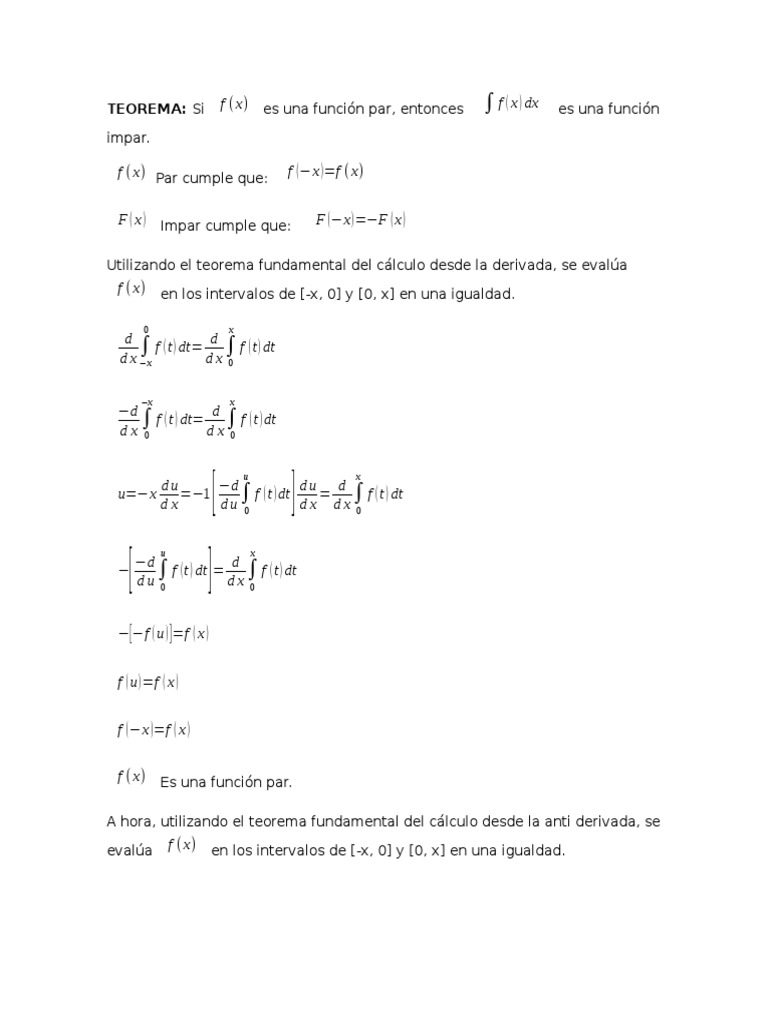 Integrales de Funciones Pares e Impares | PDF | Integral | Derivado