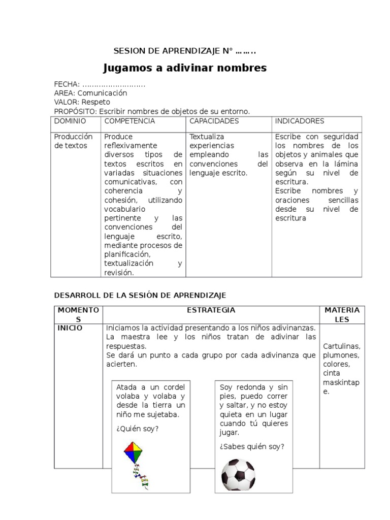 Sesion de Aprendizaje Adivinanzas | PDF | Cuaderno | Aprendizaje