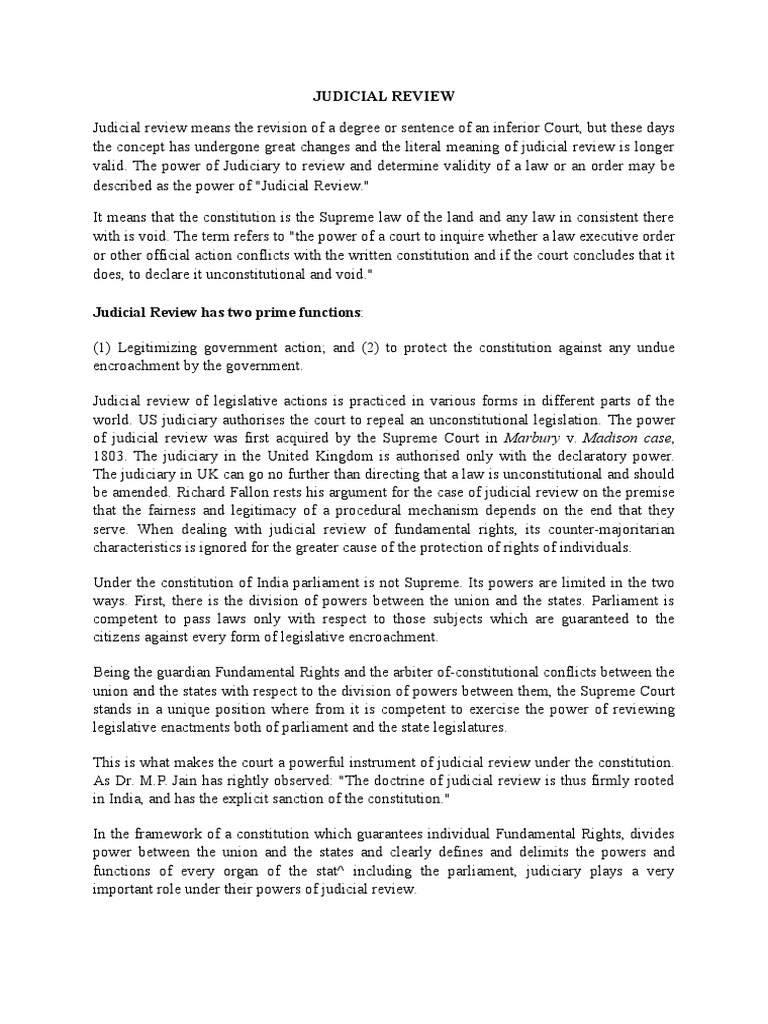 Judicial Review | PDF | Supreme Court Of India | Constitution