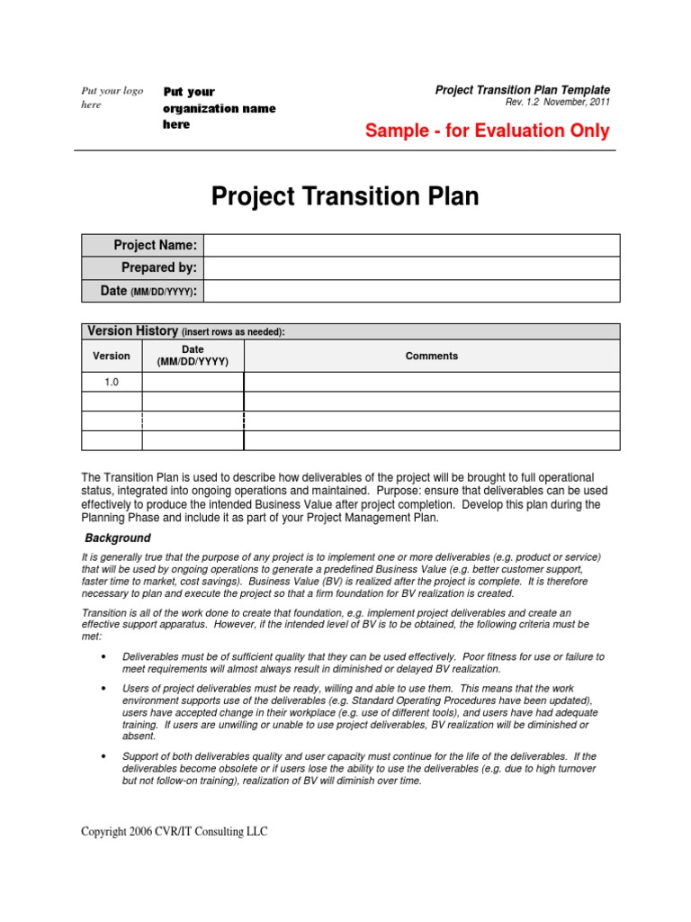 Transition Plan Template | Download Free PDF | Hyperlink | Software