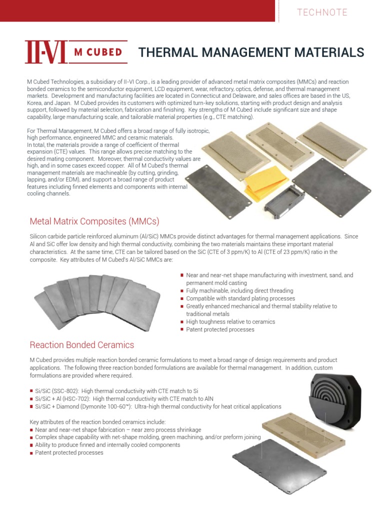 M Cubed Thermal Management Materials Web | PDF | Thermal Expansion ...