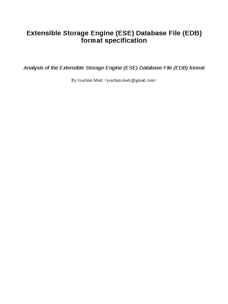 Extensible Storage Engine (ESE) Database File (EDB) Format | Download ...