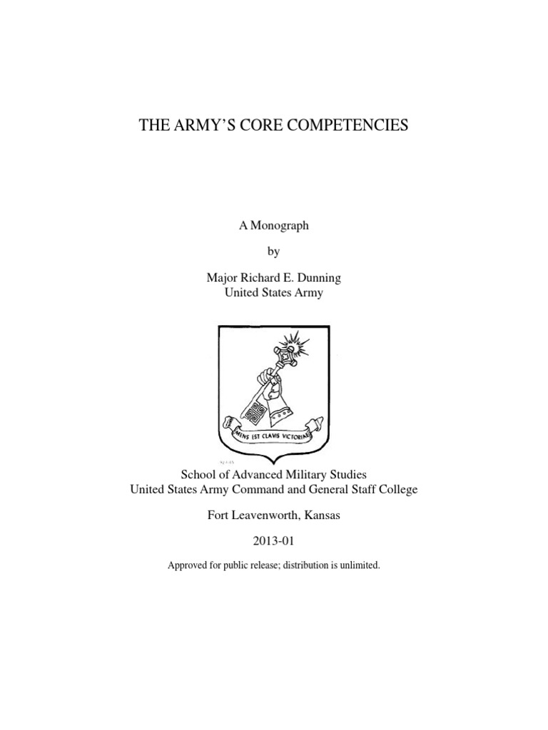 The Army'S Core Competencies: A Monograph by Major Richard E. Dunning ...