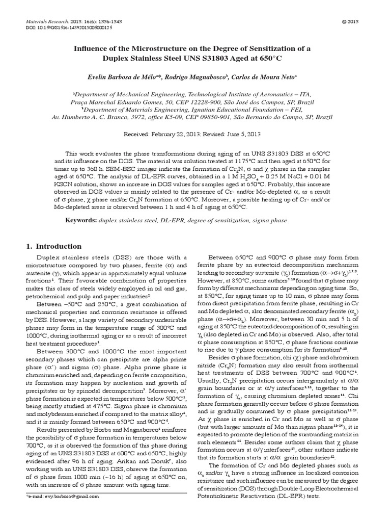 Influence of The Microstructure On The Degree of Sensitization of A ...