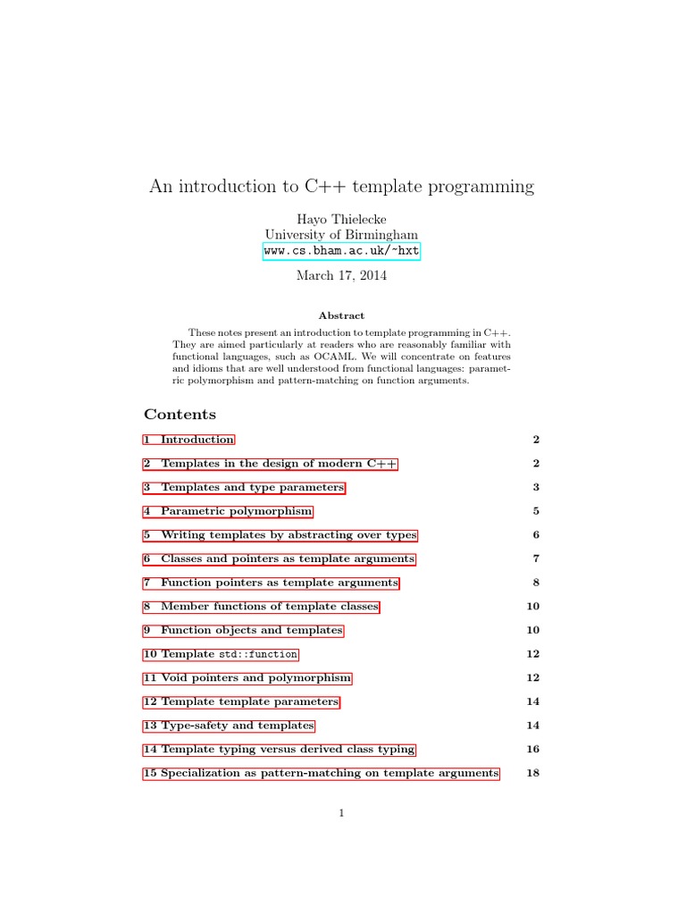 Intro To Templates | PDF | C++ | Parameter (Computer Programming)