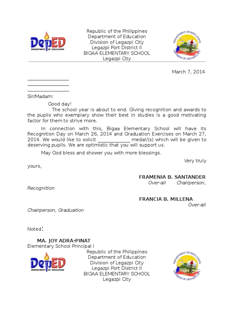 Solicitation for Graduation Medals | PDF | Domestic Policy | Philippines