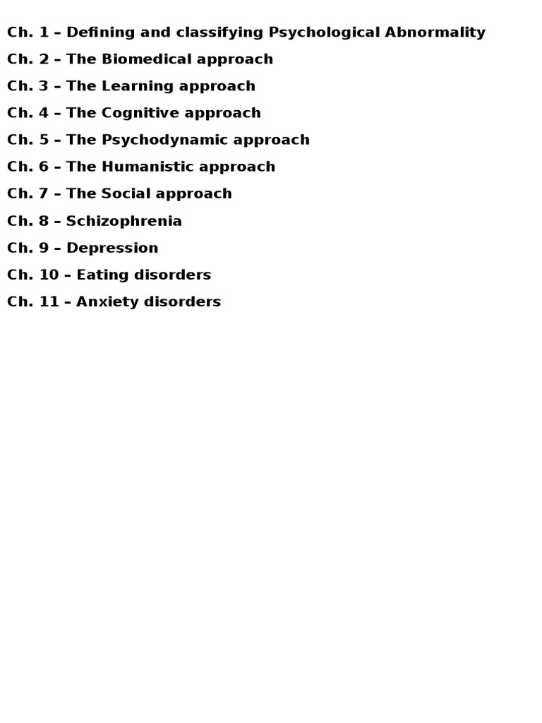 Abnormal Psychology - Notes | PDF | Phobia | Diagnostic And Statistical ...