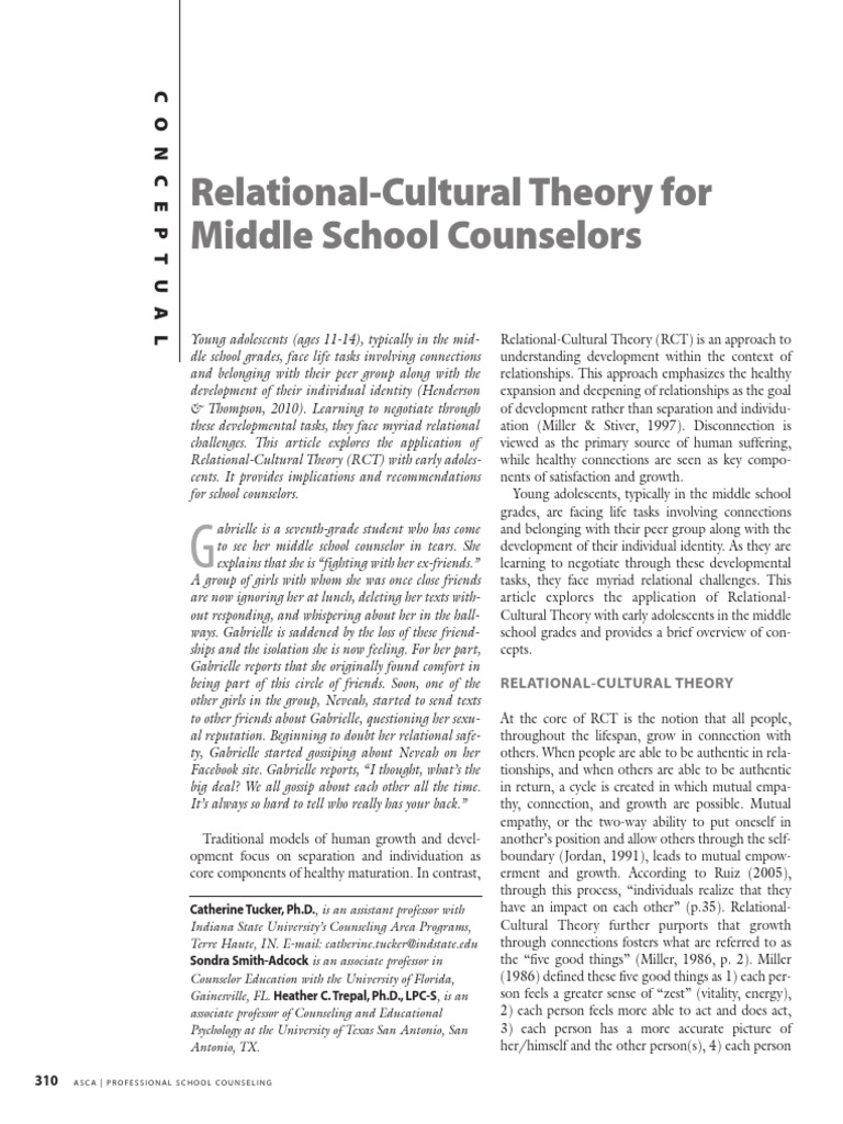 Relational-Cultural Theory For Middle School Counselors | PDF | School ...