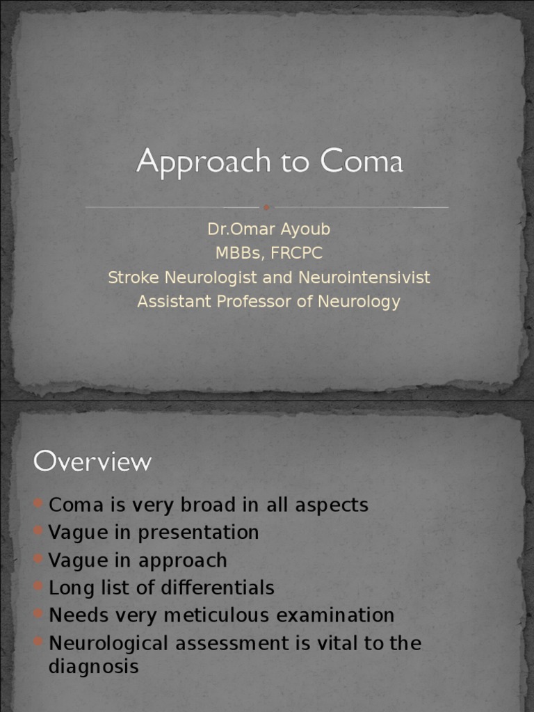 Dr. Omar Ayoub's Guide to Coma: Causes, Assessment and Management | PDF ...