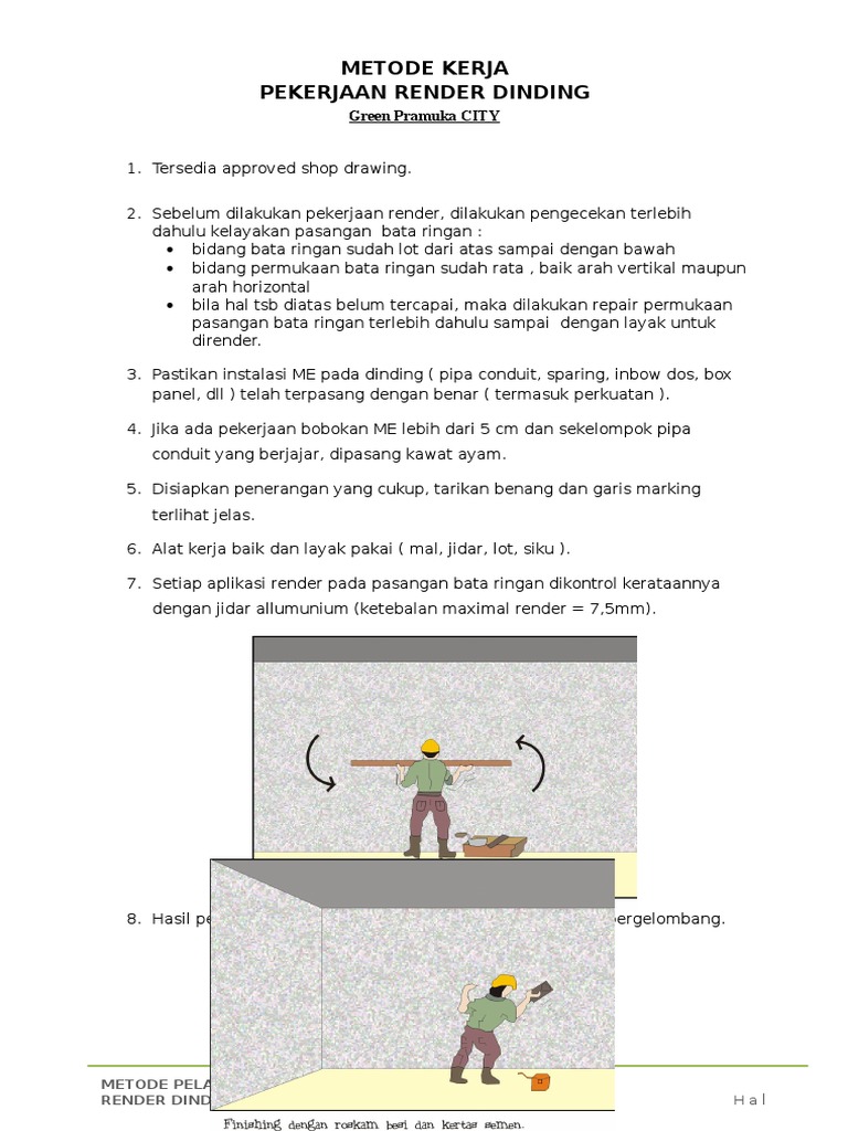 Metode Kerja Render Dinding | PDF