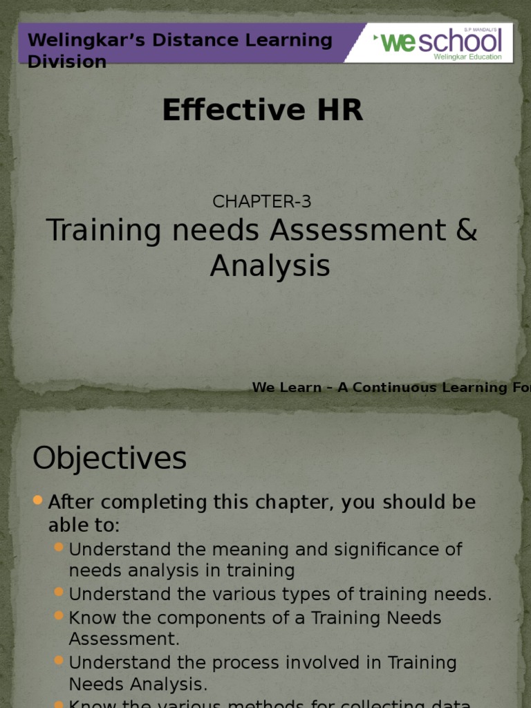 Effective HR: Training Needs Assessment & Analysis | PDF | Competence ...