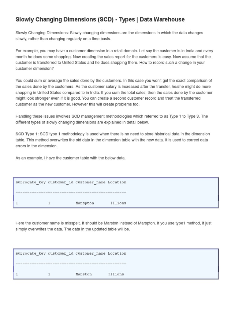 Slowly Changing Dimensions | PDF | Sql | Information Technology