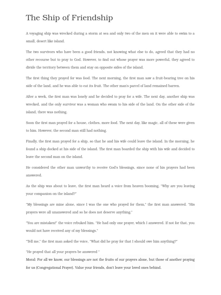 The Ship of Friendship | PDF | Socrates | Prayer