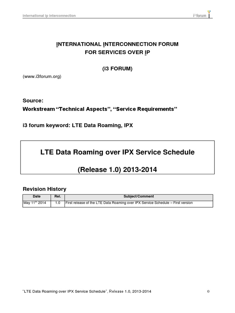 I3f LTE Data Roaming Over IPX Release 1 FINAL 2014 05 12 PDF | PDF | Ip ...