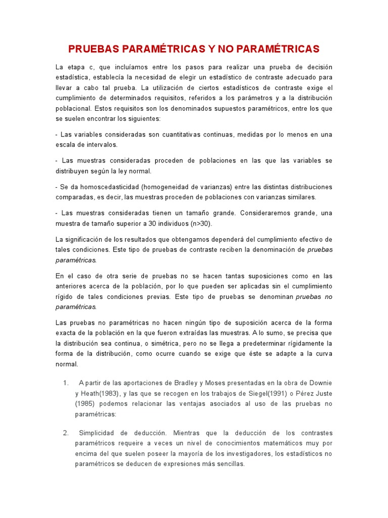 Pruebas Paramétricas y No Paramétricas | PDF | Análisis de variación ...