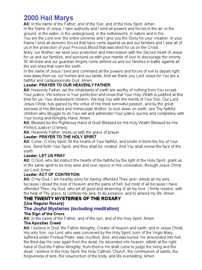2000 Hail Marys | Lord's Prayer | Mary, Mother Of Jesus