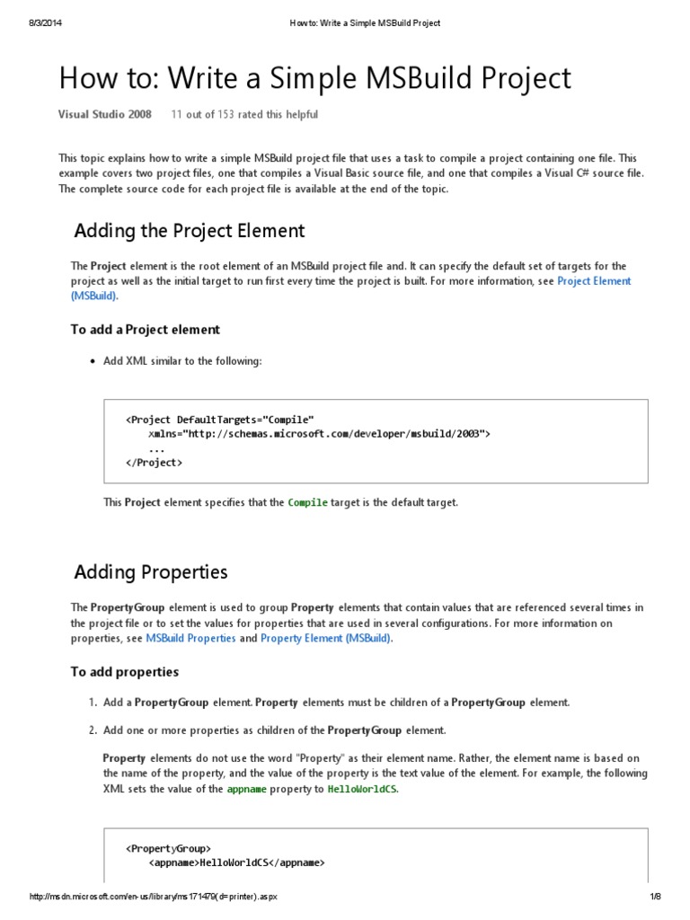 How To Write A Simple Msbuild Project | PDF | Parameter (Computer ...