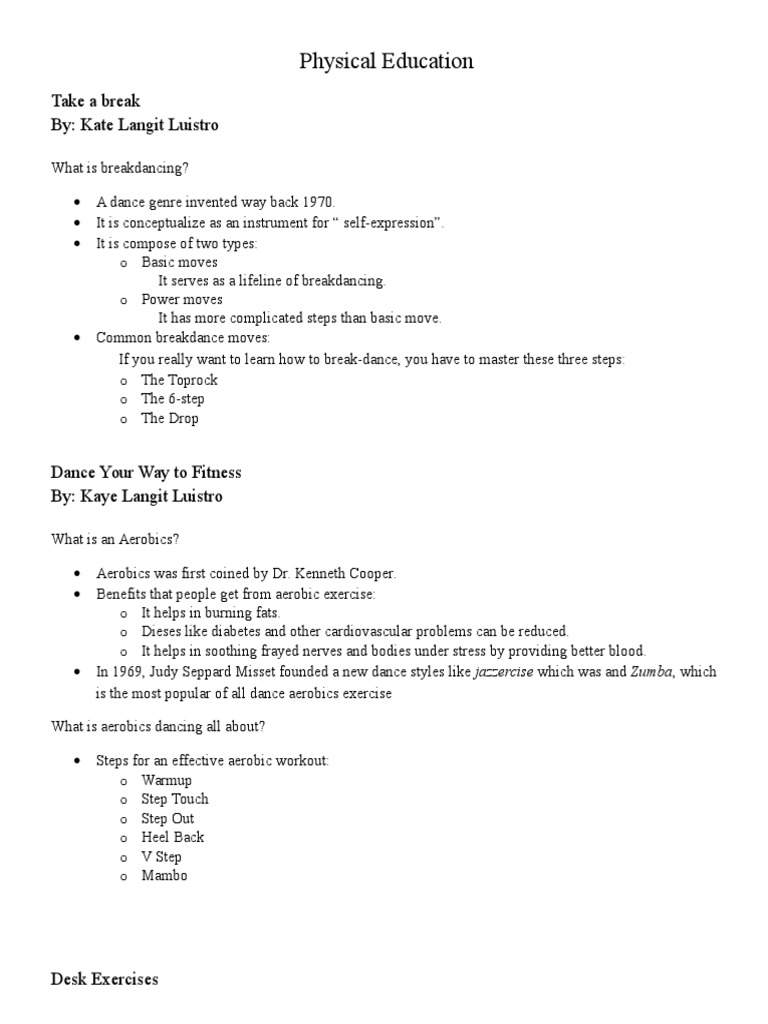 Dance, Fitness, and Health Insights | PDF | Aerobic Exercise | Physical ...