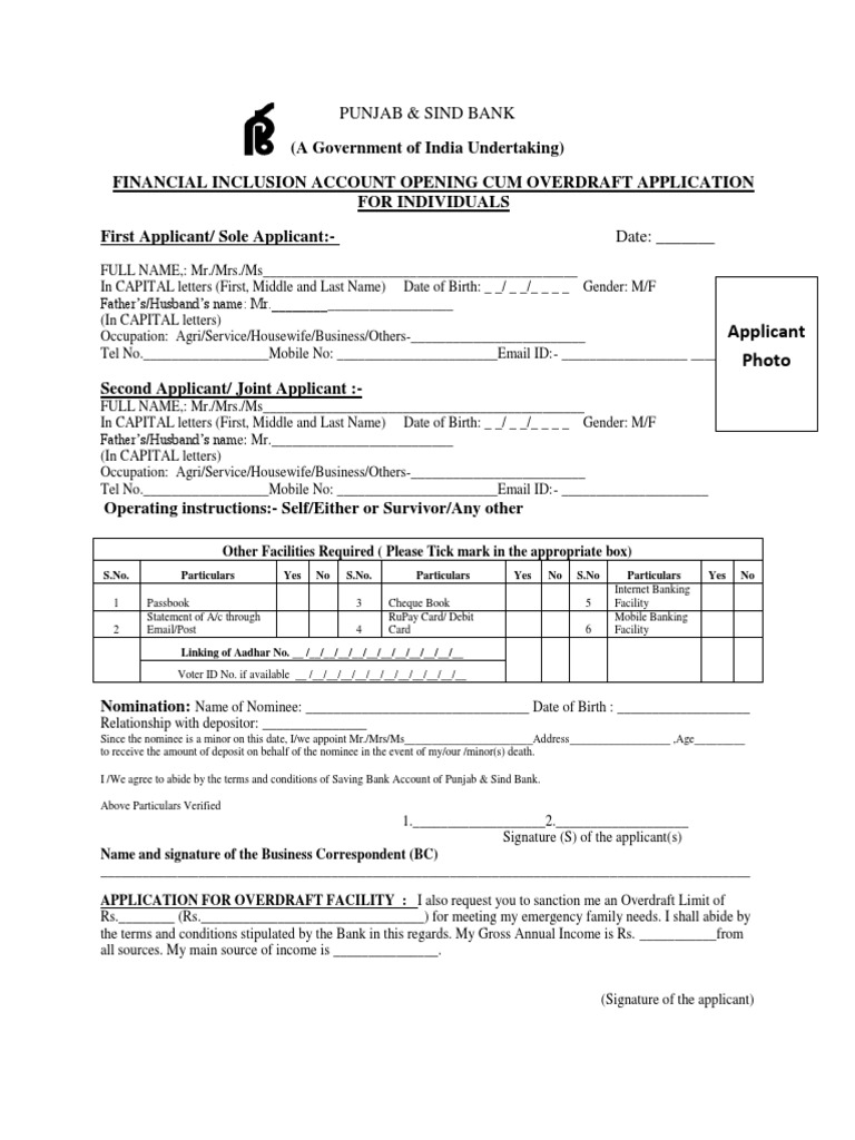 FI Account Opening Form 1 | PDF | Overdraft | Identity Document