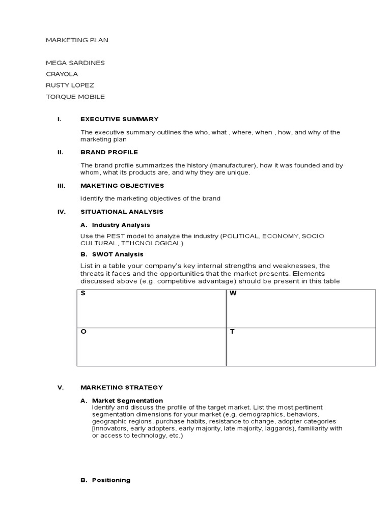 Marketing Plan Template | PDF | Pricing | Marketing Strategy