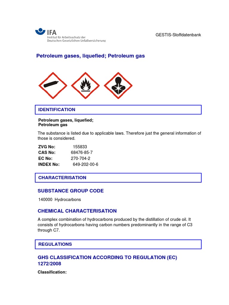 Petroleum Gases, Liquefied Petroleum Gas: Identification | PDF ...