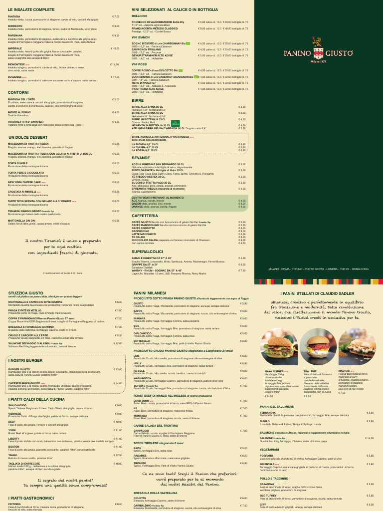 Menu Panino Giusto | PDF