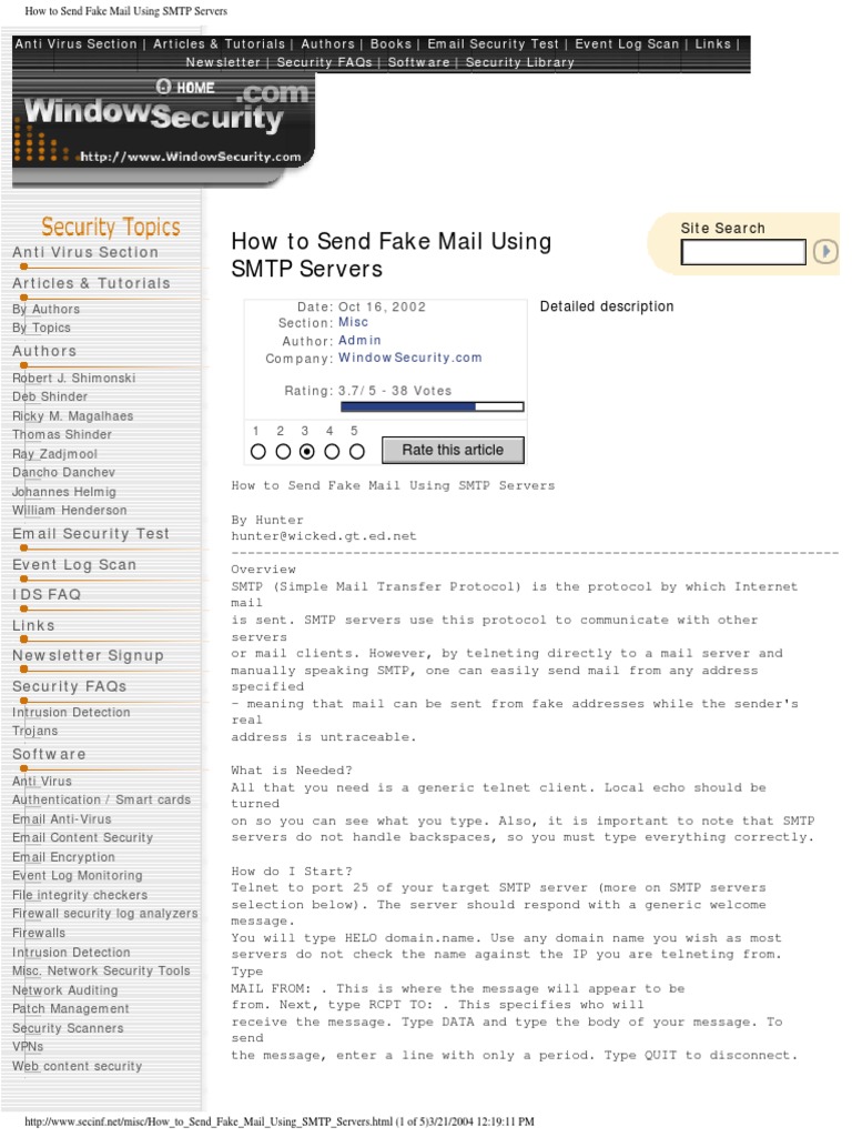 How To Send Fake Mail Using SMTP Servers | PDF | Antivirus Software | Email