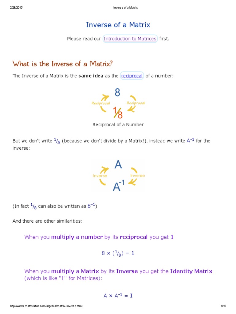 Inverse of A Matrix | PDF | Matrix (Mathematics) | Determinant