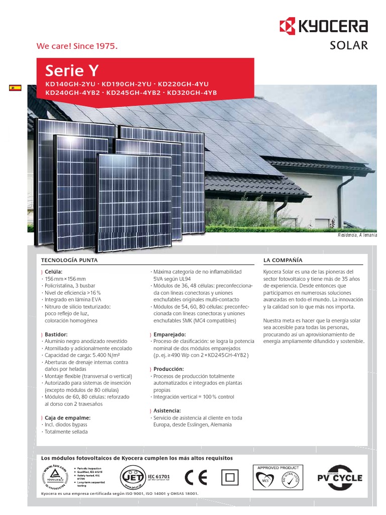 Panel Solar Kyocera | PDF | Energía solar | Panel solar