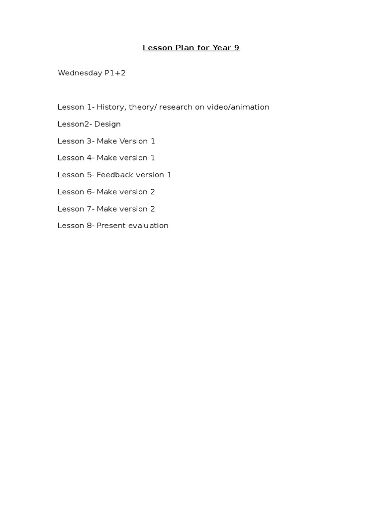 Lesson Plan For Year 9 | PDF | Language Arts & Discipline | Art