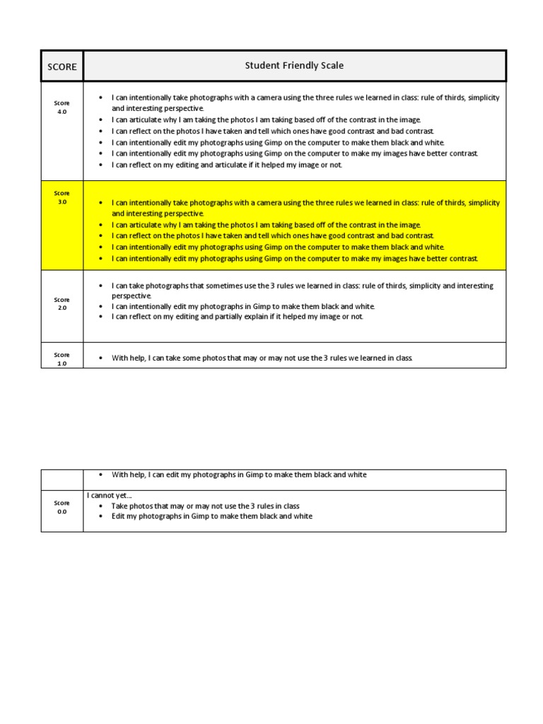 Photography Skills Assessment Scale | PDF | Career & Growth