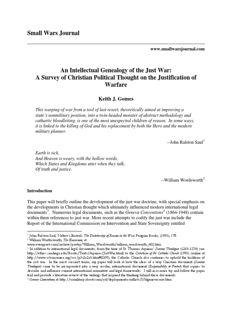 Small Wars Journal: Keith J. Gomes | PDF | Just War Theory | Jurisprudence